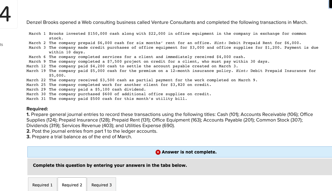 Solved Denzel Brooks opened a Web consulting business called | Chegg.com