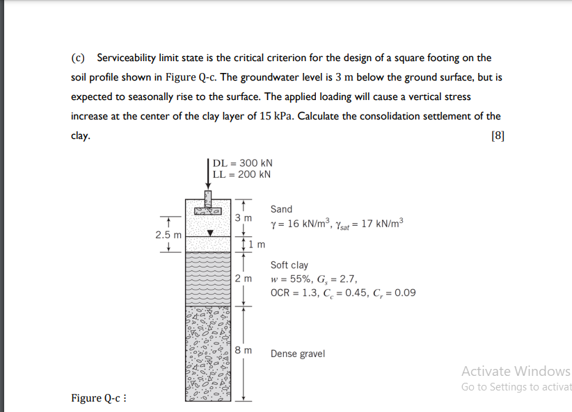 Solved (c) Serviceability limit state is the critical | Chegg.com