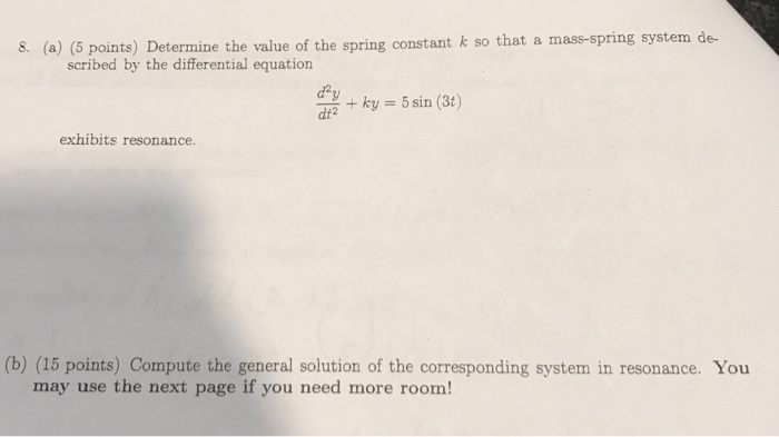 Solved ((ots) Determine the value of the spring constant k | Chegg.com