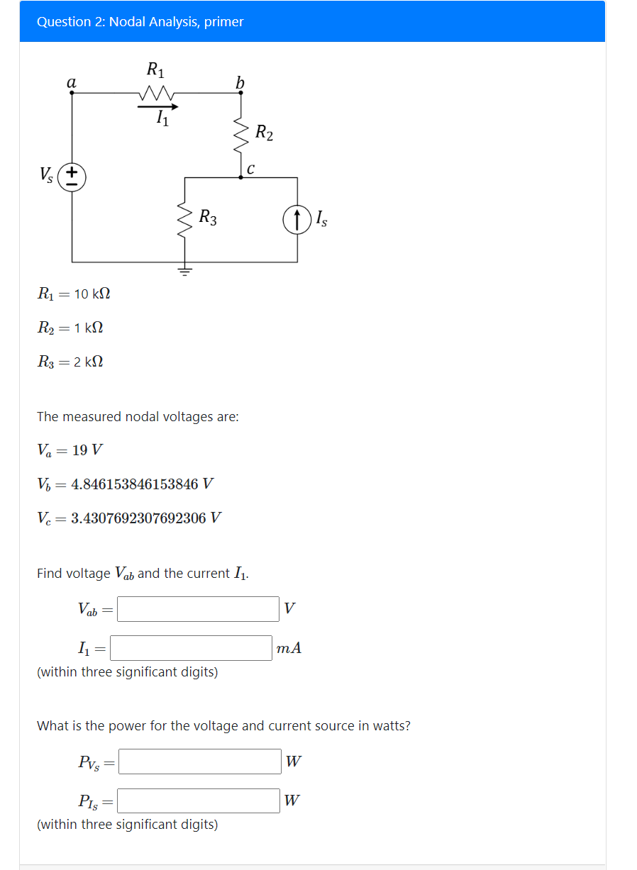 Solved Question 2: Nodal Analysis, primer | Chegg.com