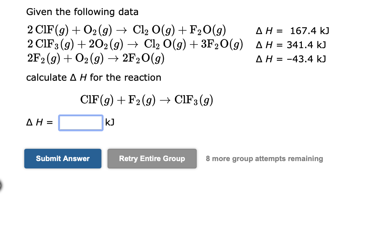 Solved Given the following data | Chegg.com