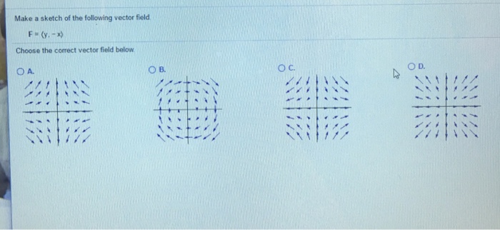 Solved Make a sketch of the following vector field. F = (y, | Chegg.com