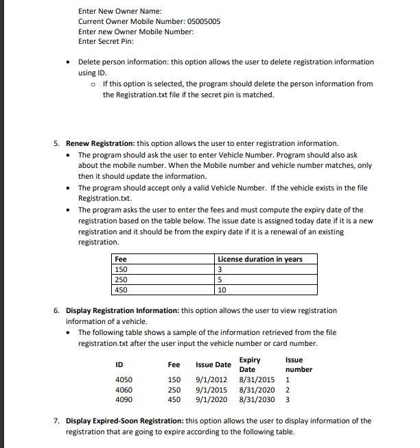 Solved Vehicle Registration Management System automates the | Chegg.com