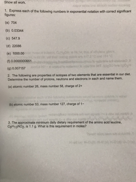 Solved Show all work. 1. Express each of the following | Chegg.com