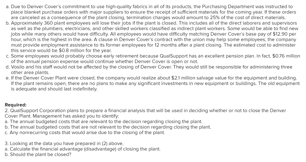 Solved QualSupport Corporation manufactures seats for | Chegg.com