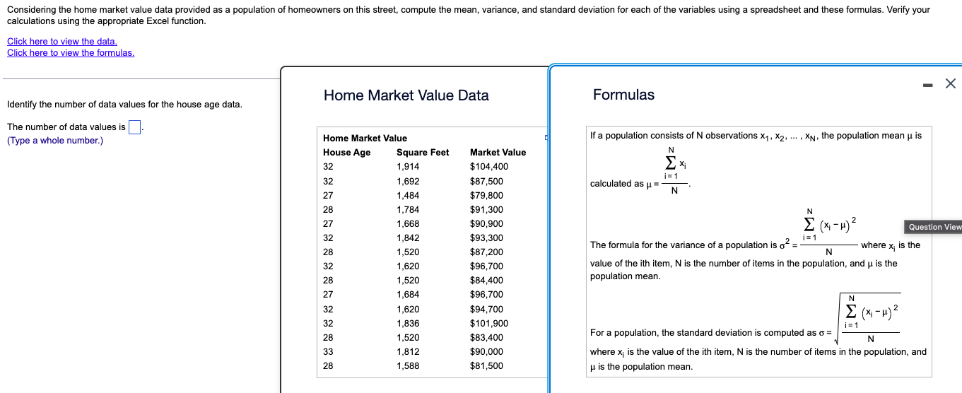 Solved calculations using the appropriate Excel function. | Chegg.com