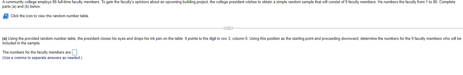 Solved included in the sample. The numbers for the faculty | Chegg.com