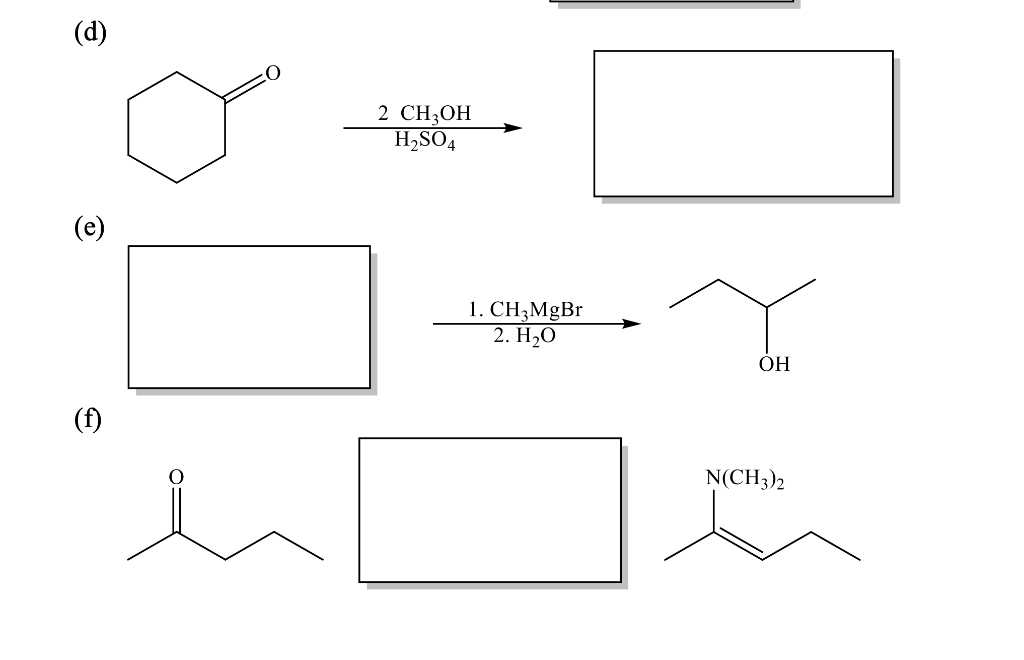 Solved 1. Fill in the boxes below with the correct reagent, | Chegg.com