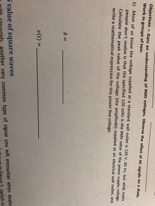 Solved Objectives - Gain an understanding of Work in groups | Chegg.com