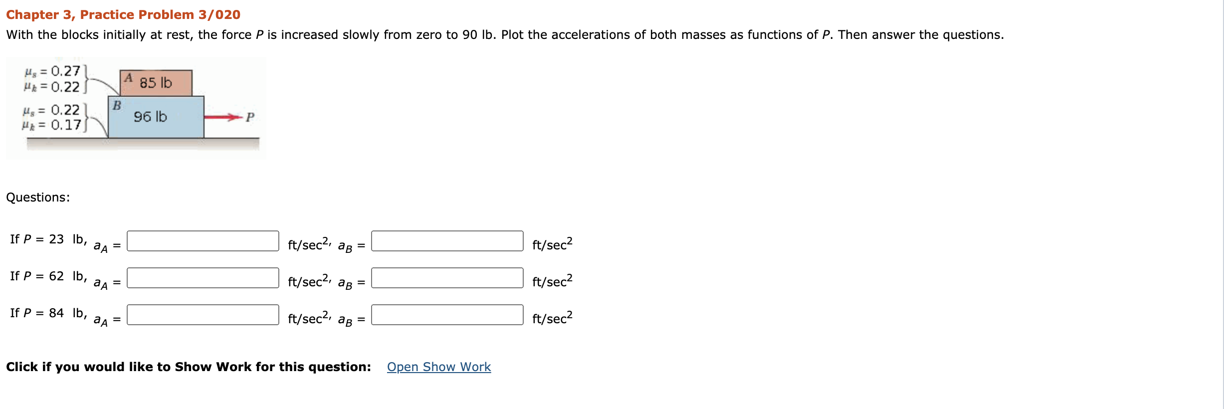 Solved If P = 84 lb, a Chapter 3, Practice Problem 3/020 | Chegg.com