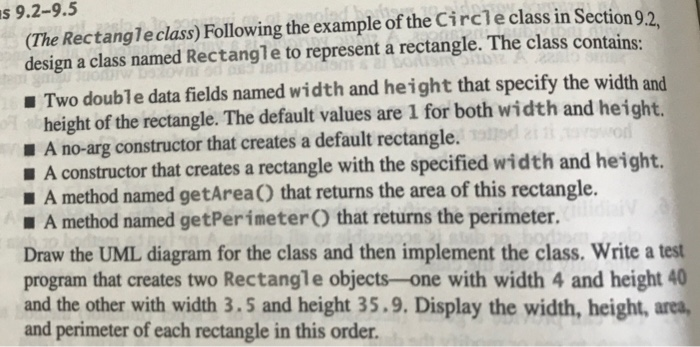 Solved s 9.2-9.5 (The Rectangle class) Following the example | Chegg.com