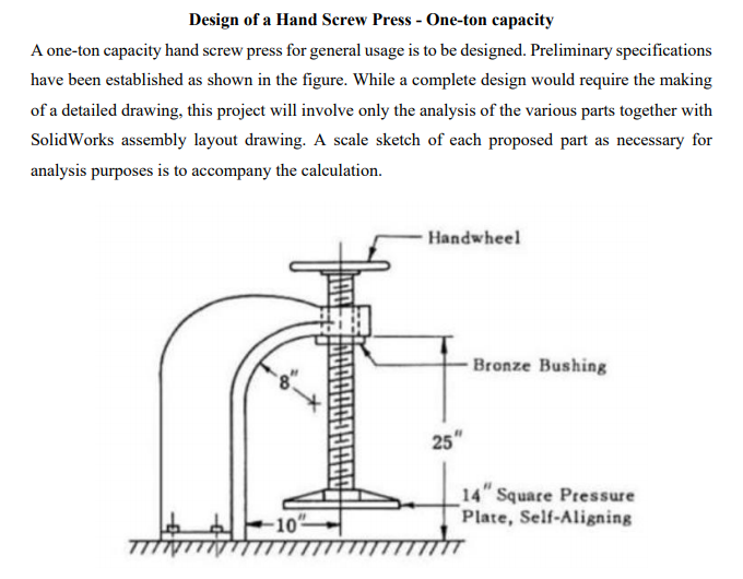 Design of a Hand Screw Press - One-ton capacity A | Chegg.com