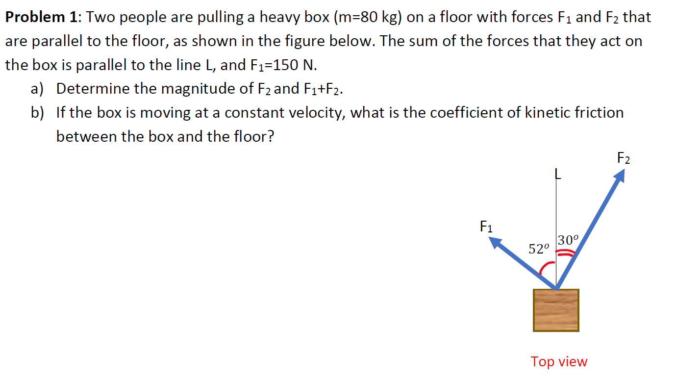 Solved Two people are pulling a heavy box (m=80 kg) on a | Chegg.com