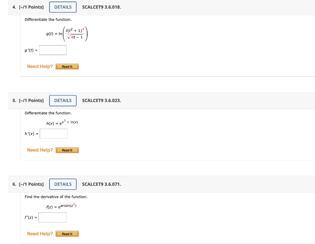 Solved 4. (-/1 Points) DETAILS SCALCET9 3.6.018. | Chegg.com