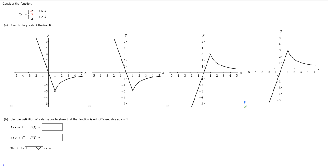 Solved Consider the function. f(x)={3x,x3,x≤1x>1 (a) Sketch | Chegg.com