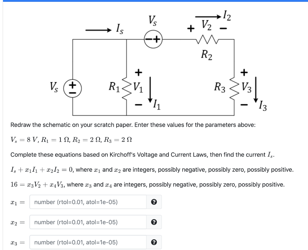 Solved V 12 Is + V2 -+ R + + R1 V1 Vs (+ R3 V3 - 11 13 | Chegg.com