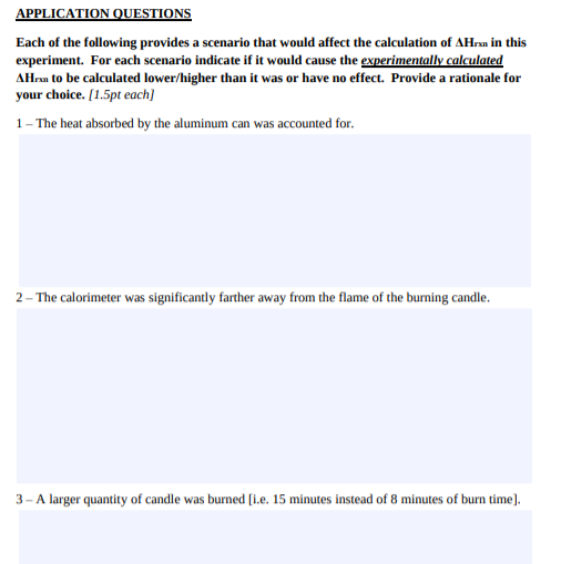 APPLICATION QUESTIONS Each of the following provides | Chegg.com