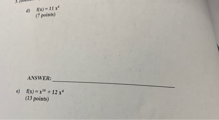 Solved 3 3. Use shortcut rules to obtain the derivative of | Chegg.com