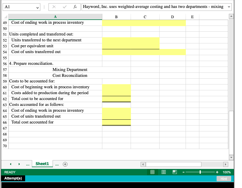Solved 1. Compute the equivalent units of production using | Chegg.com