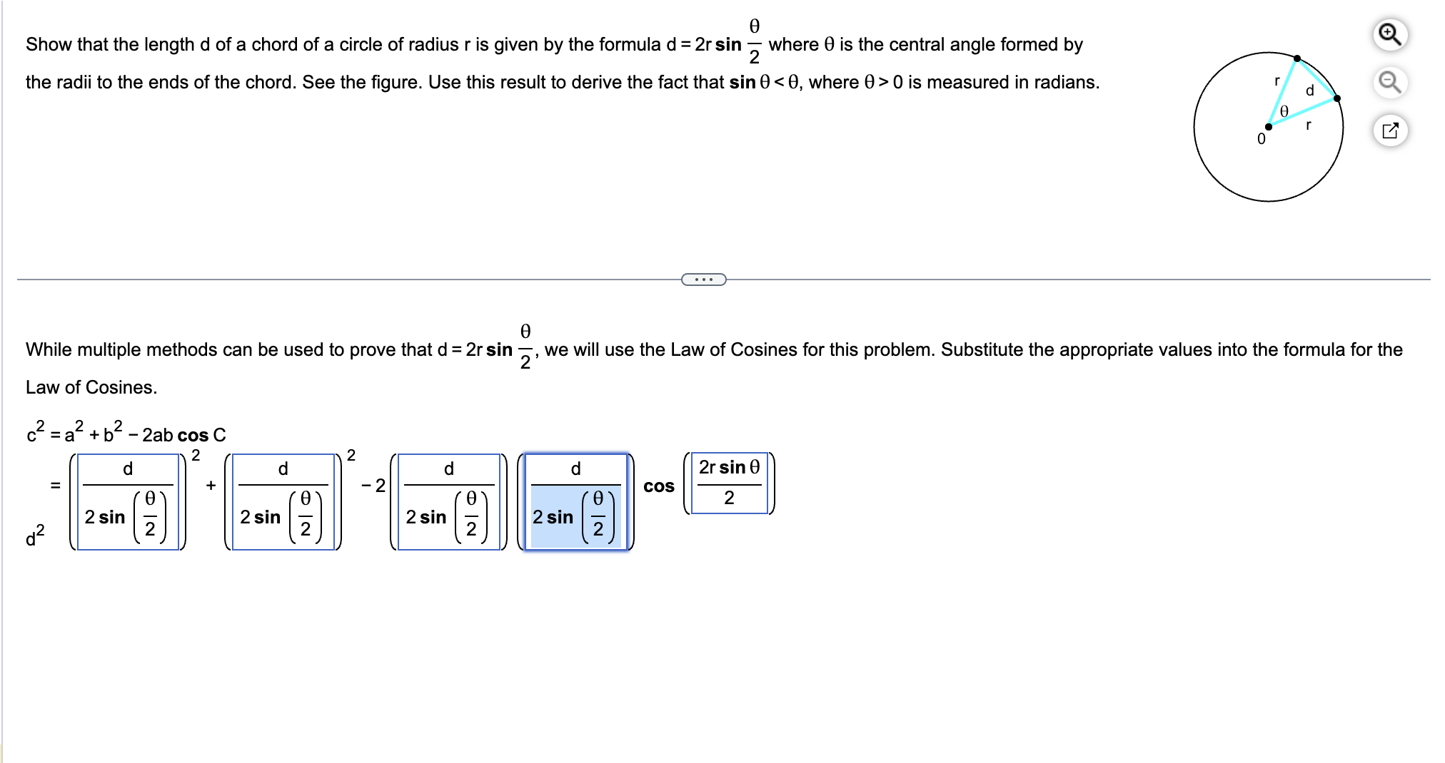 Solved Show that the length d of a chord of a circle of | Chegg.com