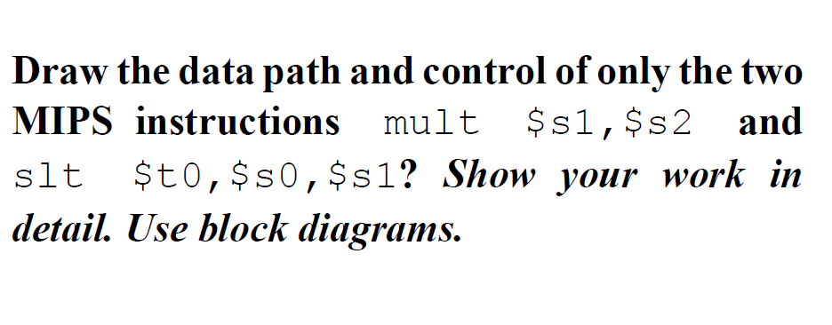Solved Draw the data path and control of only the two MIPS | Chegg.com
