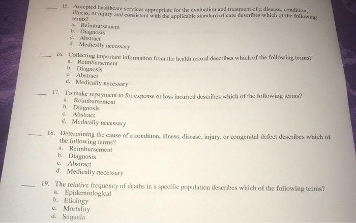 Solved 21. An abnorma a. Epidemiological b. Etiology e. | Chegg.com