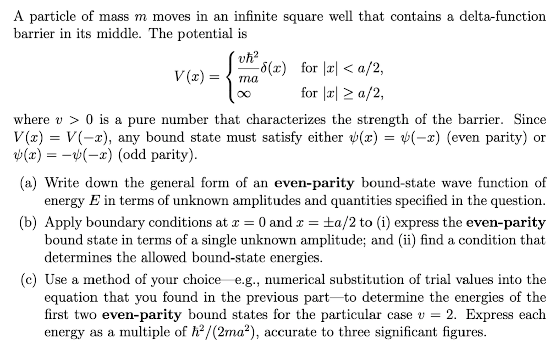Solved A particle of mass m moves in an infinite square well | Chegg.com
