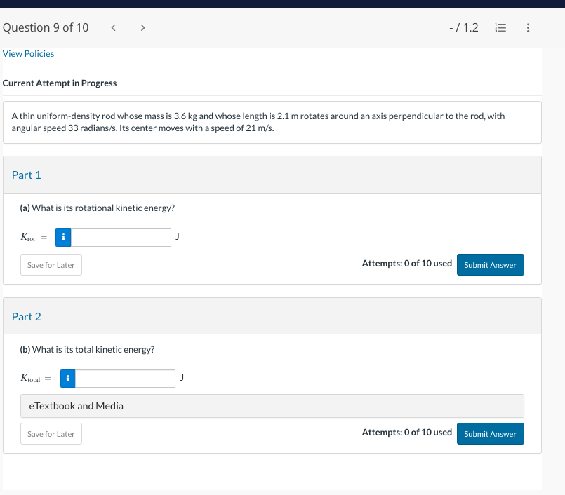 Solved Current Attempt in Progress A thin uniform-density | Chegg.com
