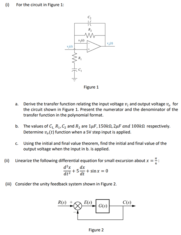Solved (i) For the circuit in Figure 1: a. Derive the | Chegg.com
