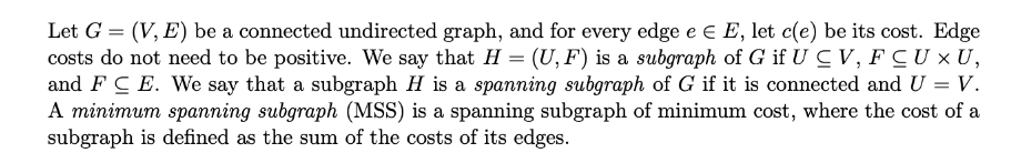 Solved Let G=(V,E) be a connected undirected graph, and for | Chegg.com