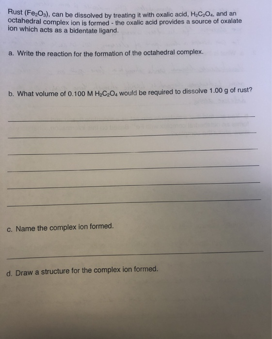 Solved Rust (Fe2Os), can be dissolved by treating it with | Chegg.com
