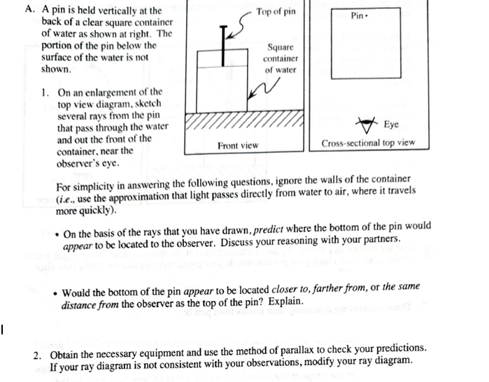 Solved Pin A. A pin is held vertically at the Top of pin | Chegg.com