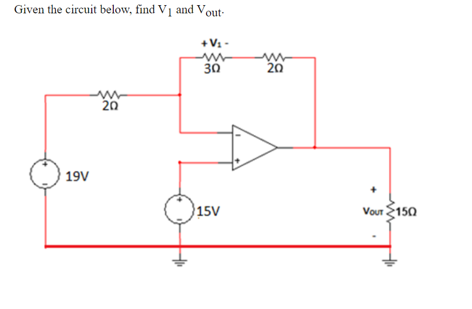 Solved Given the circuit below, find V1 and Vout- +V 30 20 | Chegg.com