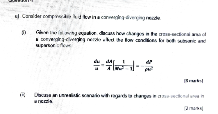 Solved a) Consider compressible fluid flow in a | Chegg.com