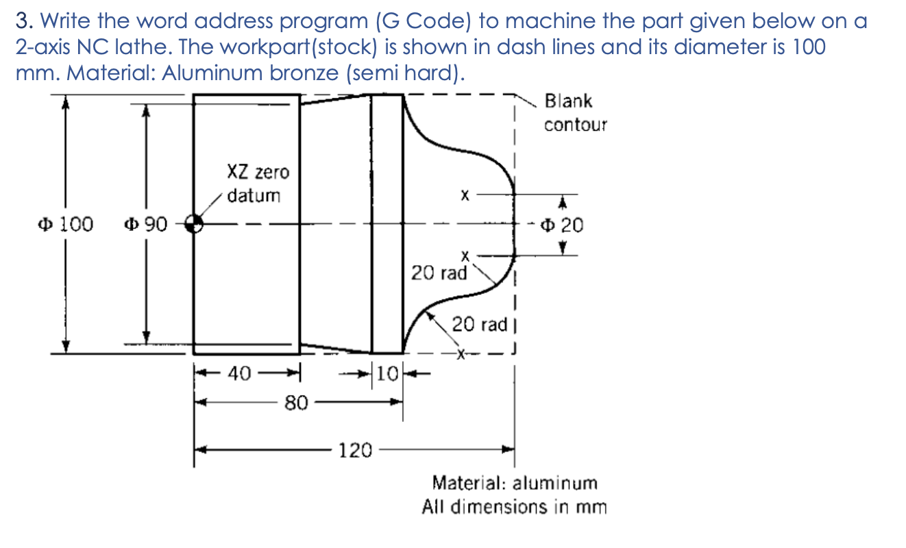 Solved 3. Write the word address program (G Code) to machine | Chegg.com