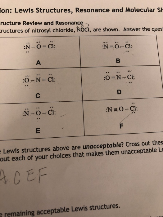 Solved ion: Lewis Structures, Resonance and Molecular Sh | Chegg.com