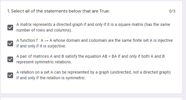 Solved 1. Select all of the statements below that are True: | Chegg.com