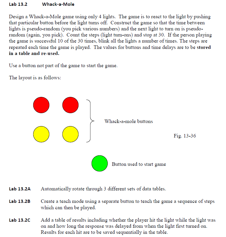 Lab 13.2 Whack-a-Mole Design a Whack-a-Mole game | Chegg.com