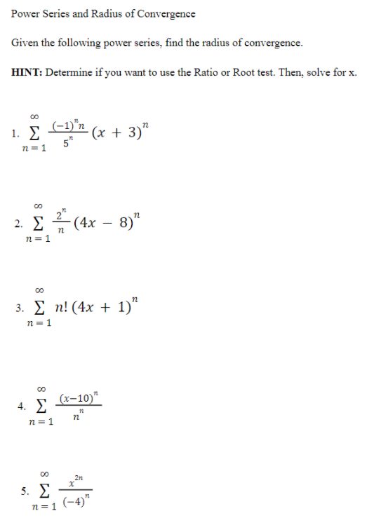 Solved Power Series and Radius of Convergence Given the | Chegg.com