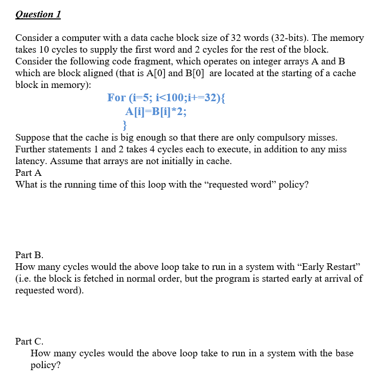 Solved Consider a computer with a data cache block size of | Chegg.com