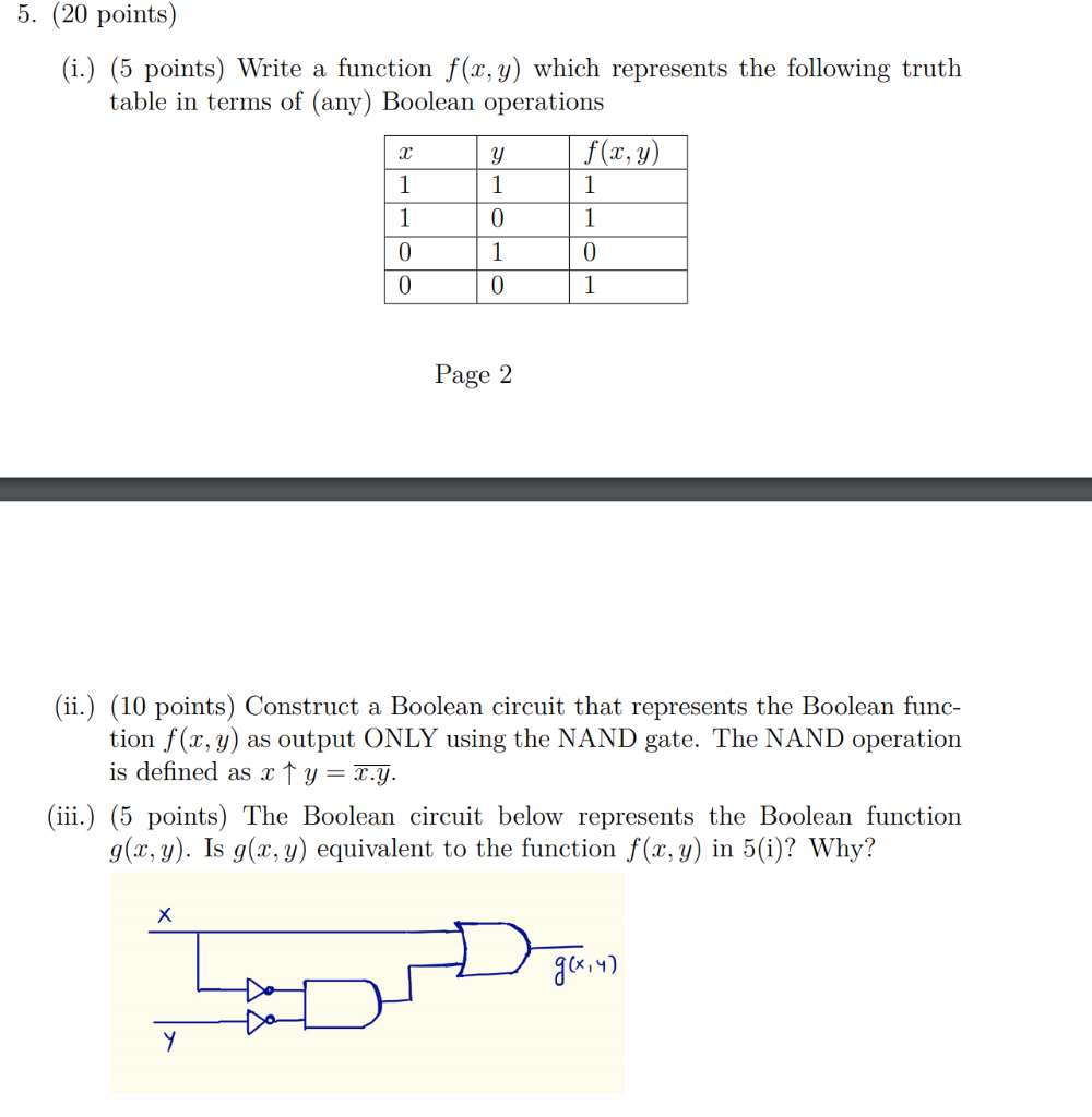 Solved 5. (20 points) (i.) (5 points) Write a function | Chegg.com
