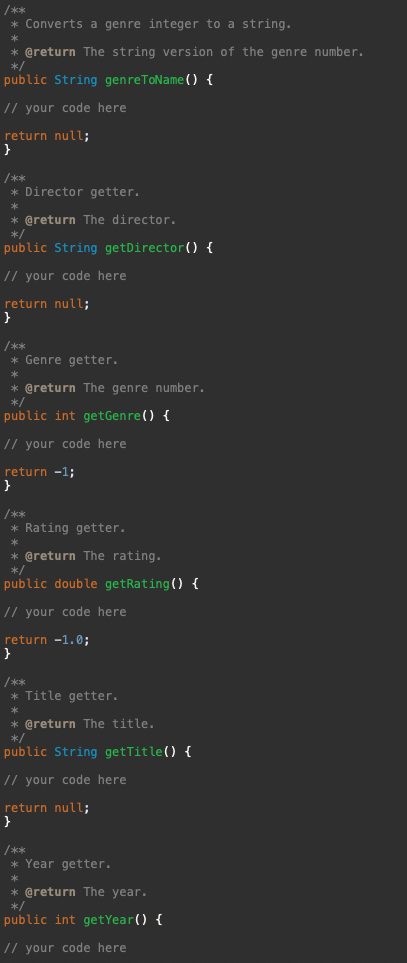 Solved // Attributes private String director ="; private int | Chegg.com