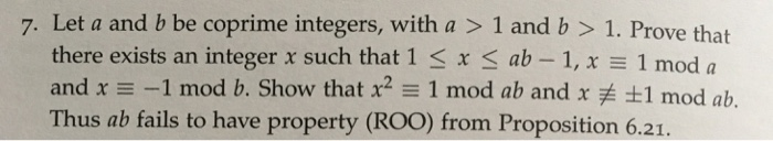Solved 7. Let a and b be coprime integers, with a > 1 and b> | Chegg.com