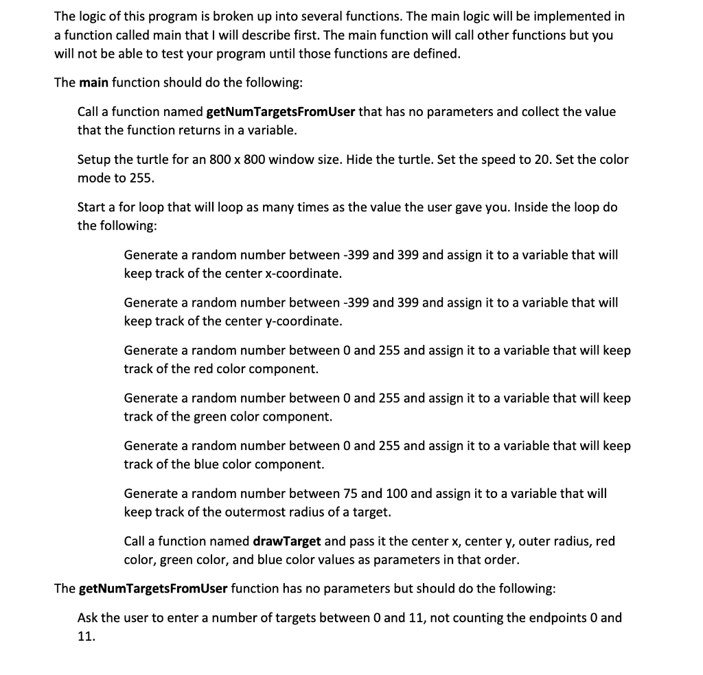 Solved The logic of this program is broken up into several | Chegg.com