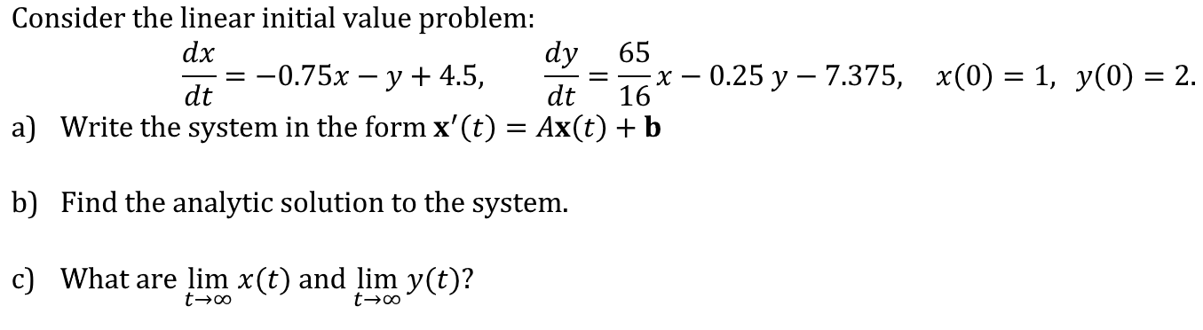 Solved Consider the linear initial value problem: | Chegg.com