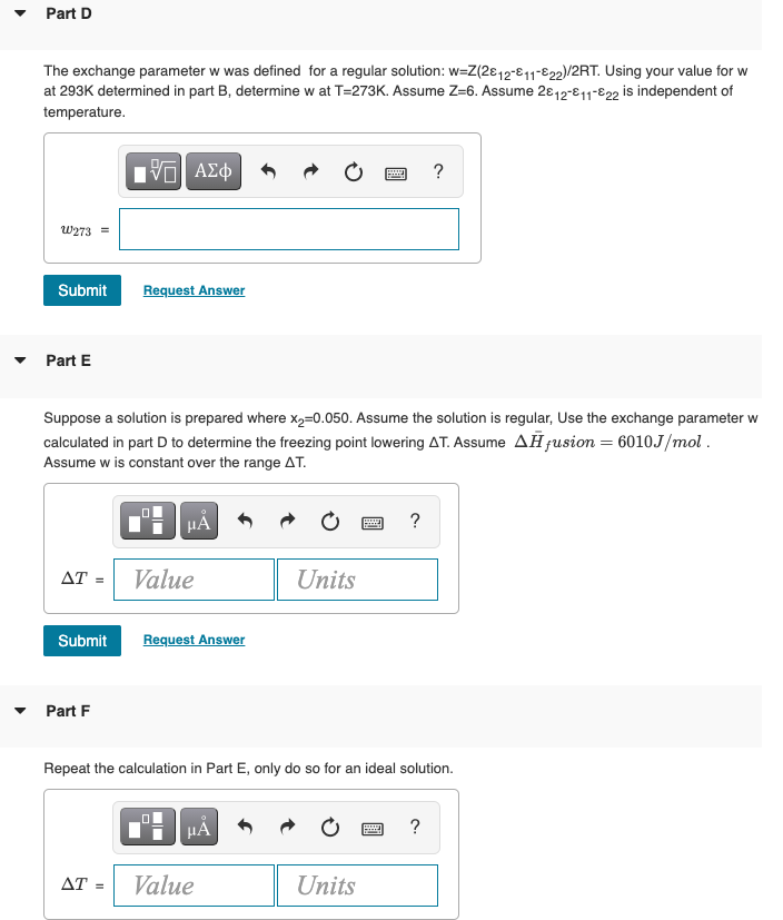 Solved Suppose water forms a regular solution with a solute, | Chegg.com