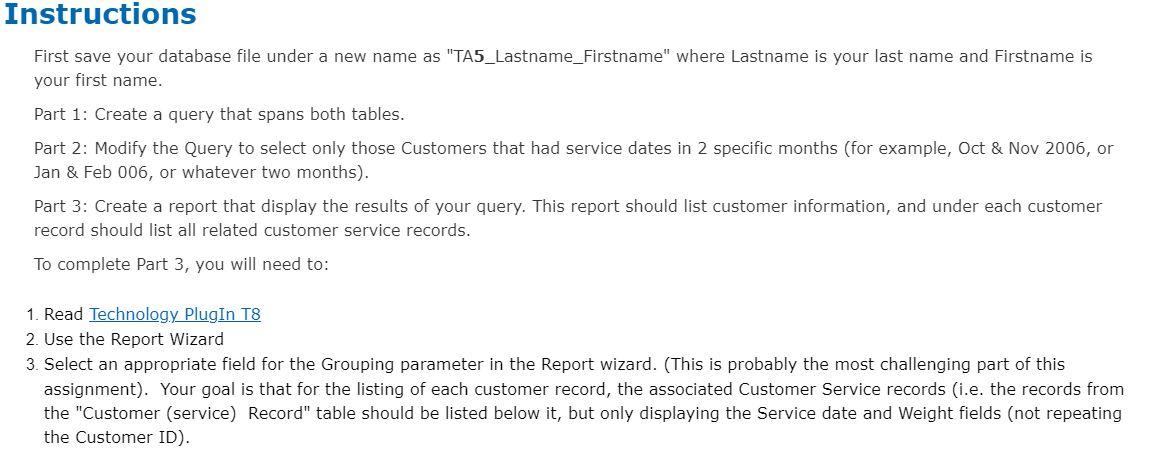 Solved Instructions First save your database file under a | Chegg.com