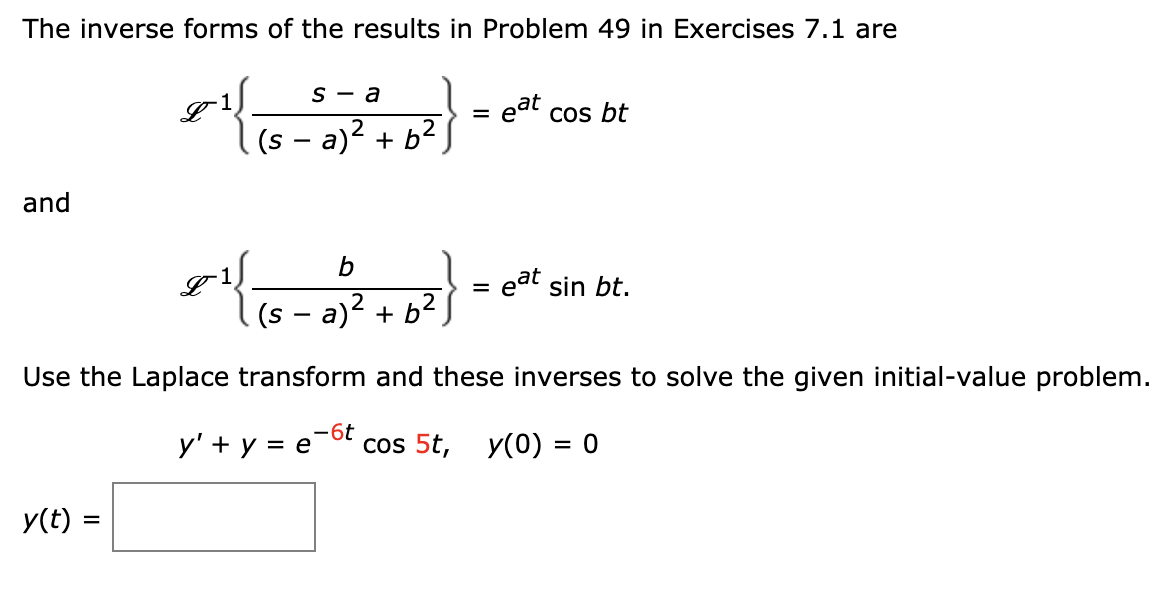Solved The inverse forms of the results in Problem 49 in | Chegg.com