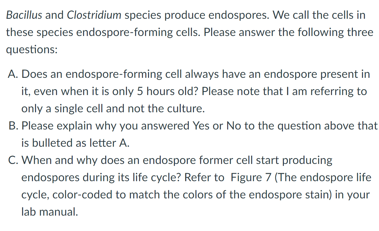 Solved Part III - Endospores Some bacteria can produce | Chegg.com