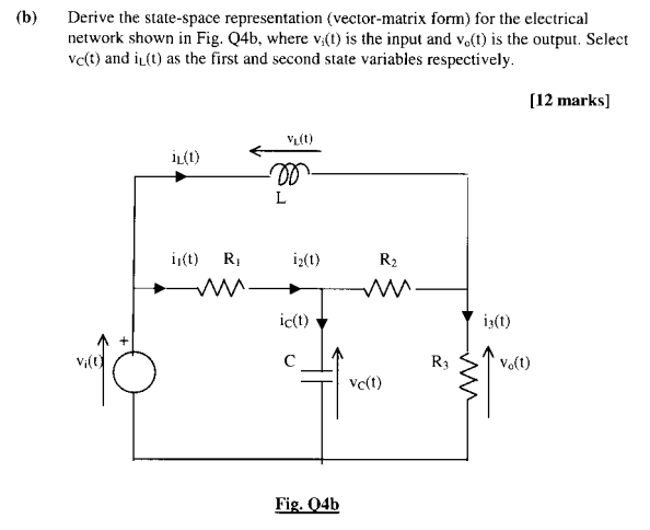Solved (b) ﻿Derive the state-space representation | Chegg.com